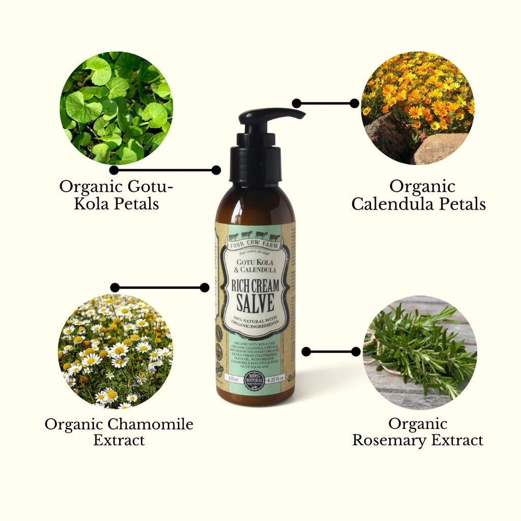 Gotu Kola & Calendula Rich Cream Salve 125ml – Four Cow Farm Australia